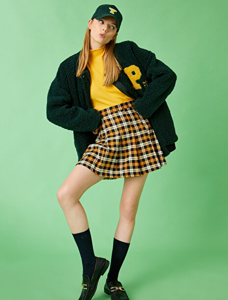 Koton Ole Genç Kız Kareli Mini Etek