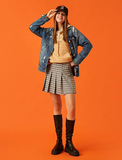 Koton Ole Genç Kız Pileli Mini Etek