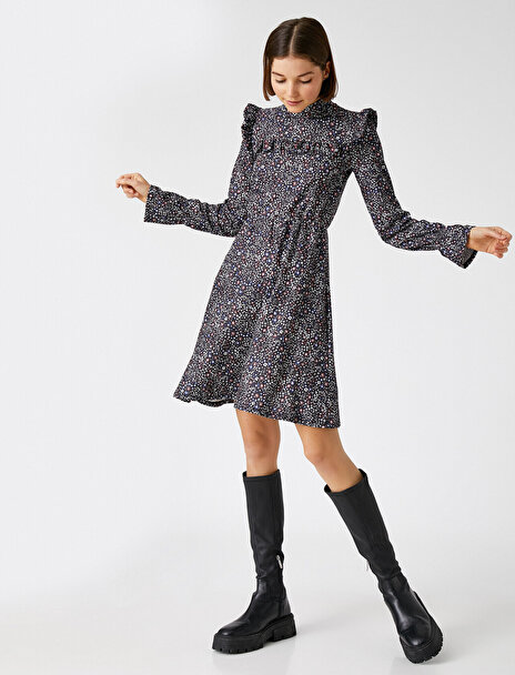 Koton Ole Genç Kız Çiçekli Fırfırlı Elbise