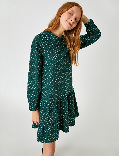 Koton Ole Genç Kız Uzun Kollu Çiçekli Fırfırlı Elbise