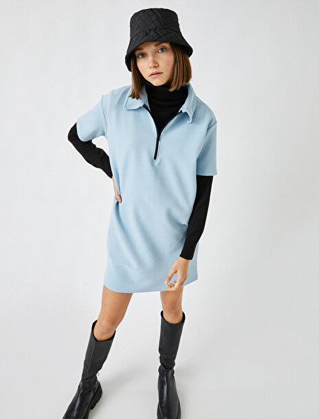 Koton Ole Genç Kız Fermuarlı Kısa Kollu Elbise