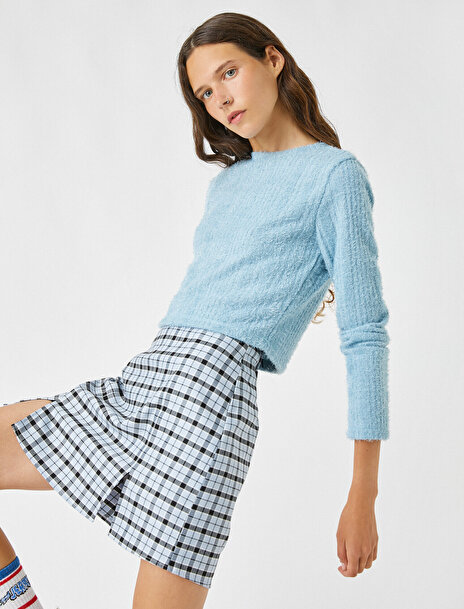 Koton Ole Genç Kız Bisiklet Yaka Ribanalı Crop Kazak