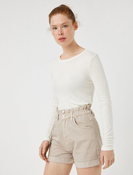 Koton Ole Genç Kız Crop Kazak Bisiklet Yaka