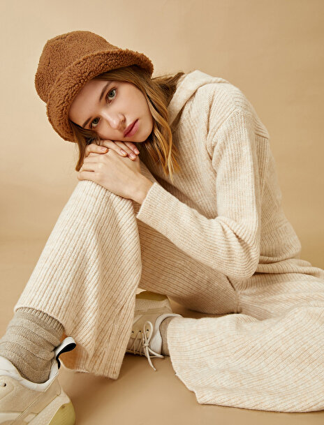 Koton Ole Genç Kız Kapüşonlu Fitilli Triko Kazak Koton Ole Genç Kız Kapüşonlu Fitilli Triko Kazak