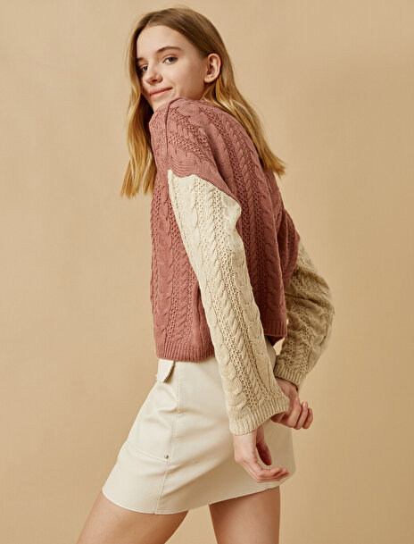 Koton Ole Genç Kız Renk Bloklu Triko Kazak