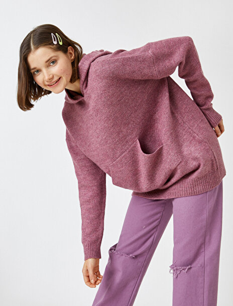 Koton Ole Genç Kız Kapüşonlu Uzun Kollu Cepli Kazak