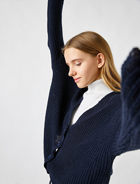 Koton Ole Genç Kız Düğmeli Uzun Kollu Hırka