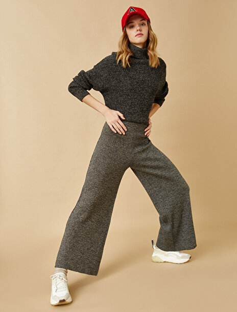 Koton Ole Genç Kız Beli Lastikli Bol Paçalı Triko Pantolon