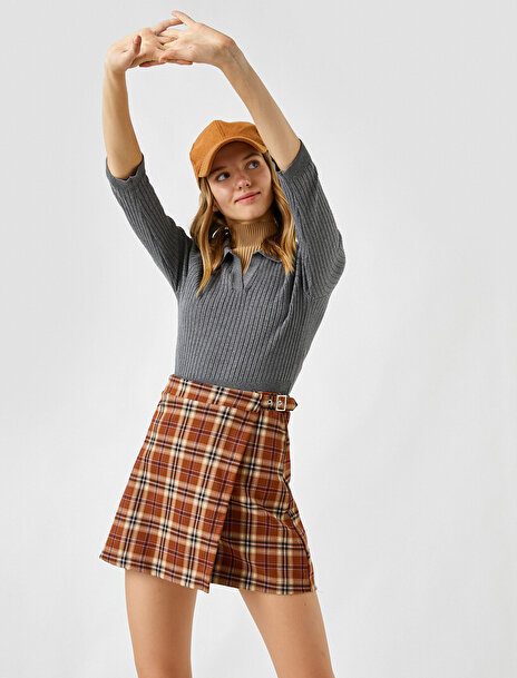 Koton Ole Genç Kız Polo Yaka Fitilli Triko Kazak