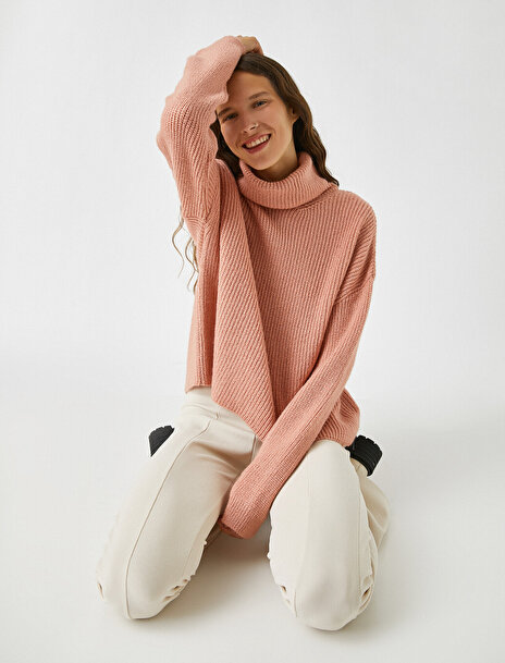 Koton Ole Genç Kız Balıkçı Yaka Ribanalı Oversize Kazak Koton Ole Genç Kız Balıkçı Yaka Ribanalı Oversize Kazak