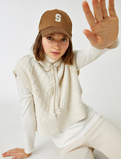 Koton Ole Genç Kız Kapüşonlu Örgü Detaylı Süveter