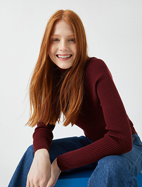 Koton Ole Genç Kız Boğazlı Kazak Fitilli