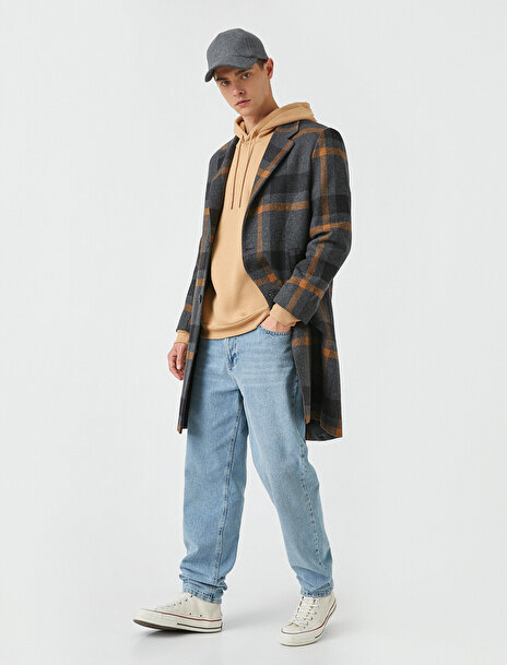 Koton Erkek Ekose Kaşe Kaban