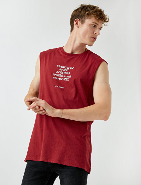 Koton Erkek Sloganlı Kolsuz Tişört Baskılı Koton Erkek Sloganlı Kolsuz Tişört Baskılı