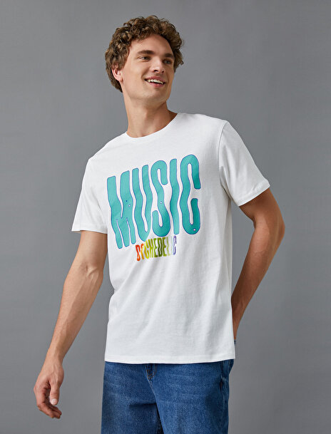 Koton Erkek Müzik Baskılı Tişört Pamuklu Koton Erkek Müzik Baskılı Tişört Pamuklu