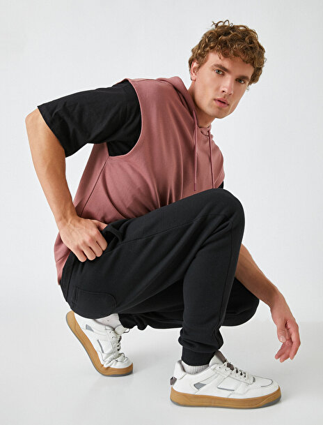 Koton Erkek Kolsuz Kapüşonlu Tişört Pamuklu