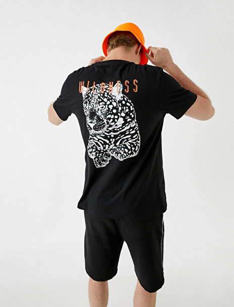 Koton Erkek Panter Baskılı Tişört Pamuklu