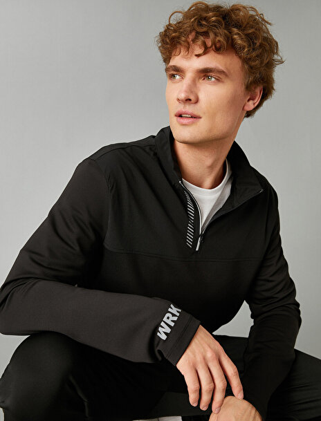 Koton Erkek Fermuarlı Kolu Baskılı Sweatshirt