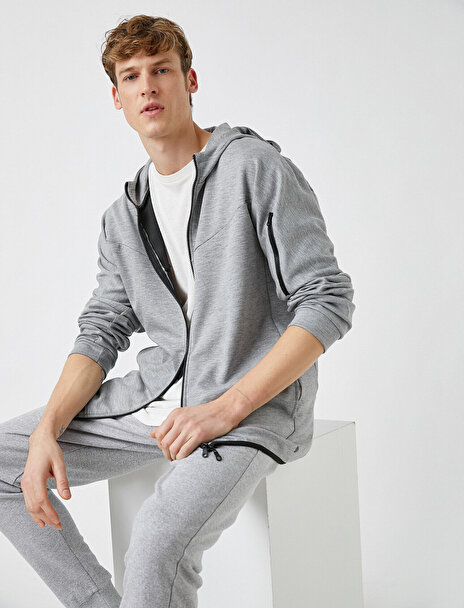 Koton Erkek Kapüşonlu Fermuarlı Spor Sweatshirt