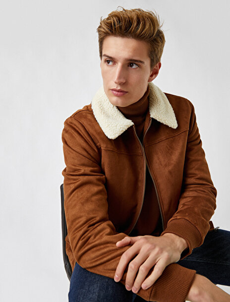 Koton Erkek Suni Deri Pilot Montu
