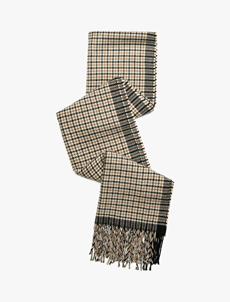 Koton Erkek Erkek Ekose Desenli Şal Püsküllü