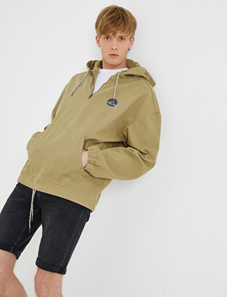Koton Erkek Kapşonlu Gömlek Sweatshirt Pamuklu Koton Erkek Kapşonlu Gömlek Sweatshirt Pamuklu