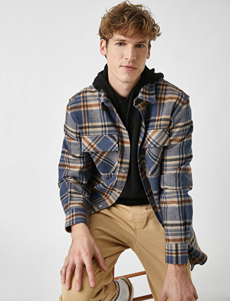 Koton Erkek Çıtçıtlı Ekose Oduncu Gömlek Ceket