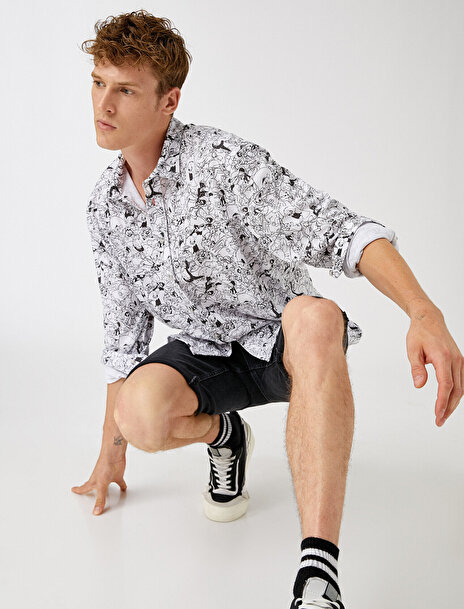 Koton Erkek Looney Tunes Gömlek Lisanslı Desenli