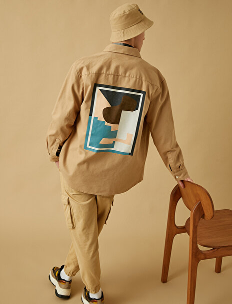 Koton Erkek Oversize Gabardin Baskılı Gömlek Koton Erkek Oversize Gabardin Baskılı Gömlek