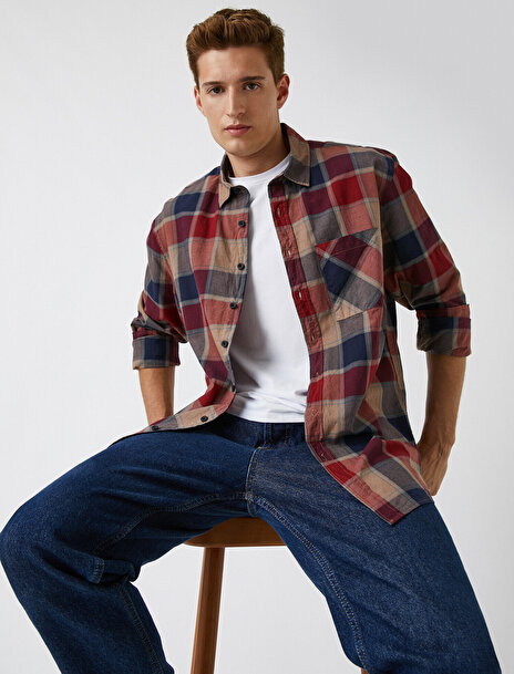 Koton Erkek Kareli Gömlek Pamuklu