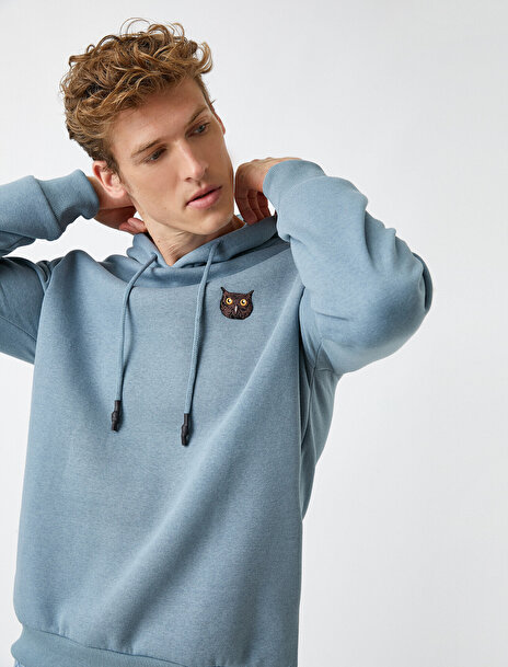 Koton Erkek Baykuş İşlemeli Sweatshirt