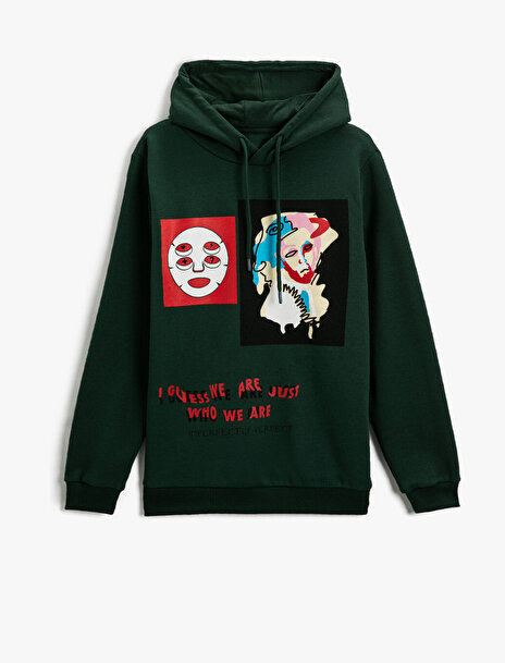 Koton Erkek New York Baskılı Kapşonlu Sweatshirt