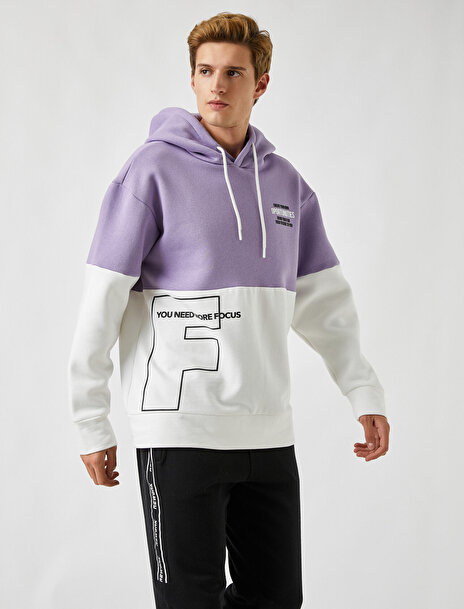 Koton Erkek Renk Bloklu Oversize Kapüşonlu Sweatshirt