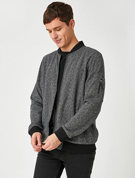Koton Erkek Kırçıllı Bomber Hırka Sweatshirt