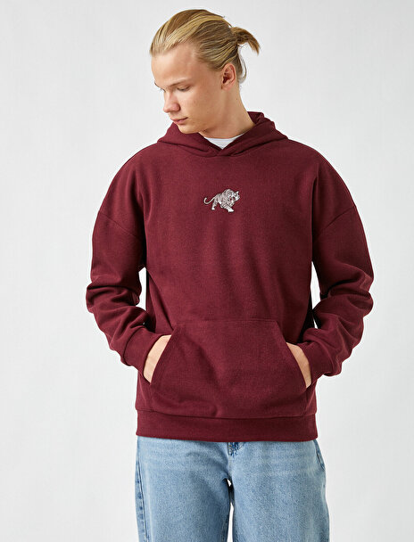 Koton Erkek Kaplan İşlemeli Kapüşonlu Sweatshirt