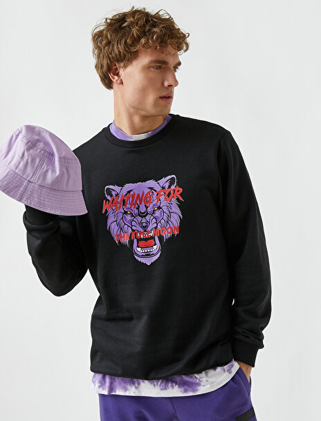 Koton Erkek Kurt Adam Baskılı Sweatshirt Koton Erkek Kurt Adam Baskılı Sweatshirt