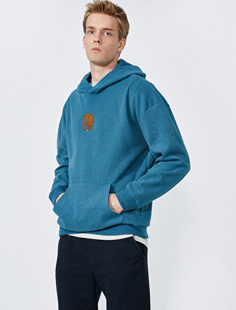 Koton Erkek Ayı İşlemeli Oversize Fitilli Kapşonlu Sweatshirt Koton Erkek Ayı İşlemeli Oversize Fitilli Kapşonlu Sweatshirt