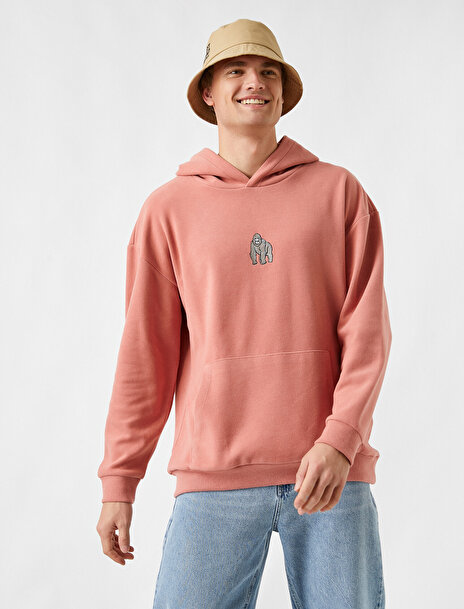 Koton Erkek Goril İşlemeli Kapşonlu Sweatshirt
