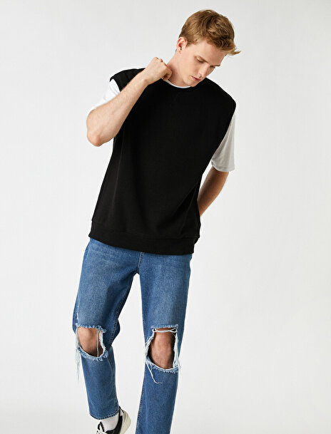 Koton Erkek Kolsuz Sweatshirt Bisiklet Yaka