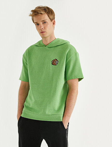 Koton Erkek Aslan İşlemeli Sweatshirt Kapüşonlu Kısa Kollu Koton Erkek Aslan İşlemeli Sweatshirt Kapüşonlu Kısa Kollu