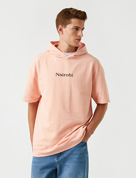 Koton Erkek Kısa Kollu Sweatshirt Kapüşonlu Koton Erkek Kısa Kollu Sweatshirt Kapüşonlu