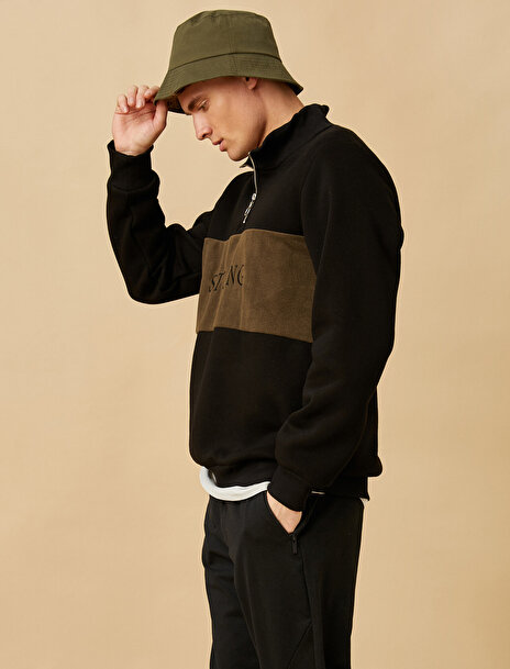 Koton Erkek Yarım Fermuar İşlemeli Sweatshirt Koton Erkek Yarım Fermuar İşlemeli Sweatshirt