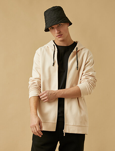 Koton Erkek Kırçıllı Fermuarlı Kapüşonlu Sweatshirt