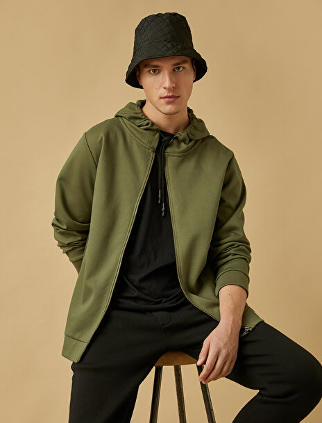 Koton Erkek Kırçıllı Fermuarlı Kapşonlu Sweatshirt Koton Erkek Kırçıllı Fermuarlı Kapşonlu Sweatshirt
