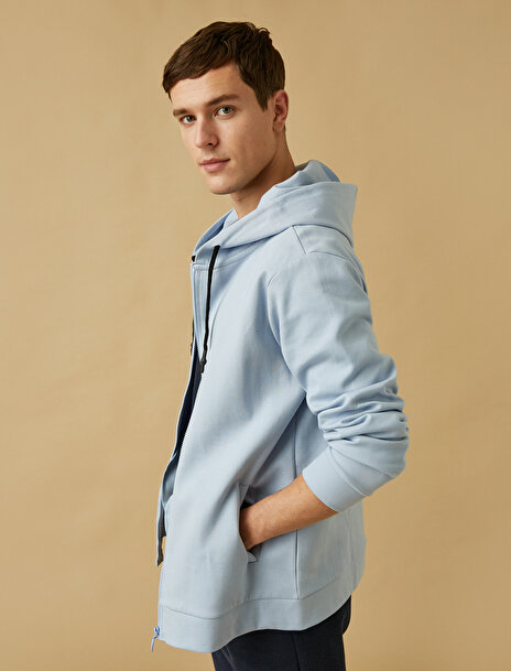 Koton Erkek Kırçıllı Fermuarlı Kapşonlu Sweatshirt Koton Erkek Kırçıllı Fermuarlı Kapşonlu Sweatshirt