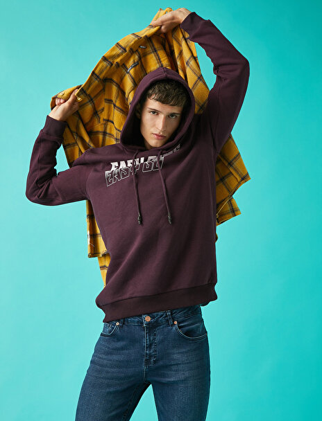 Koton Erkek Sloganlı Sweatshirt Baskılı Kapüşonlu