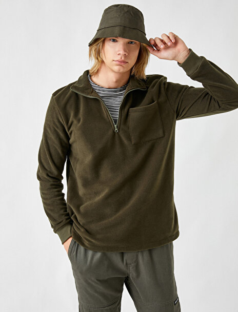 Koton Erkek Cepli Polar Sweatshirt