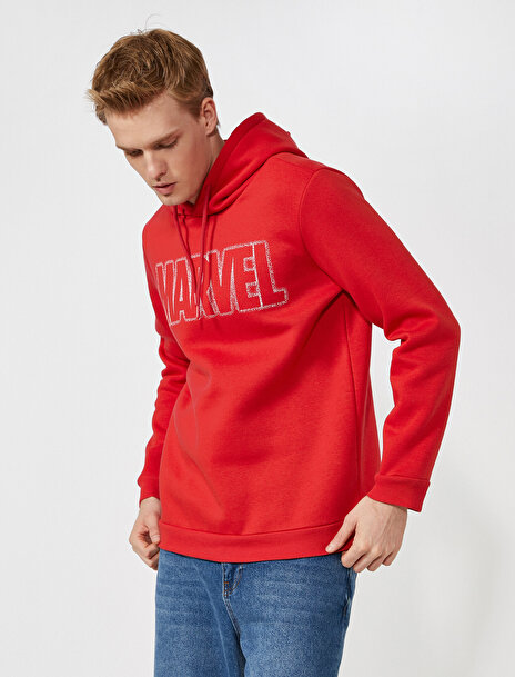 Koton Erkek Marvel Kapşonlu Sweatshirt Lisanslı Baskılı