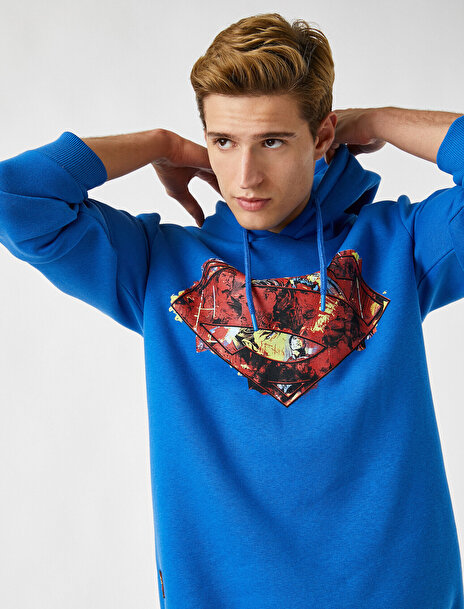 Koton Erkek Superman Kapşonlu Sweatshirt Lisanslı Baskılı