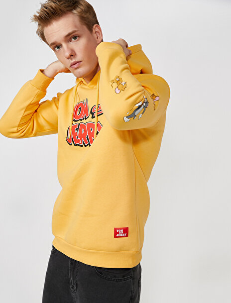 Koton Erkek Tom ve Jerry Oversize Kapşonlu Sweatshirt Lisanslı Baskılı
